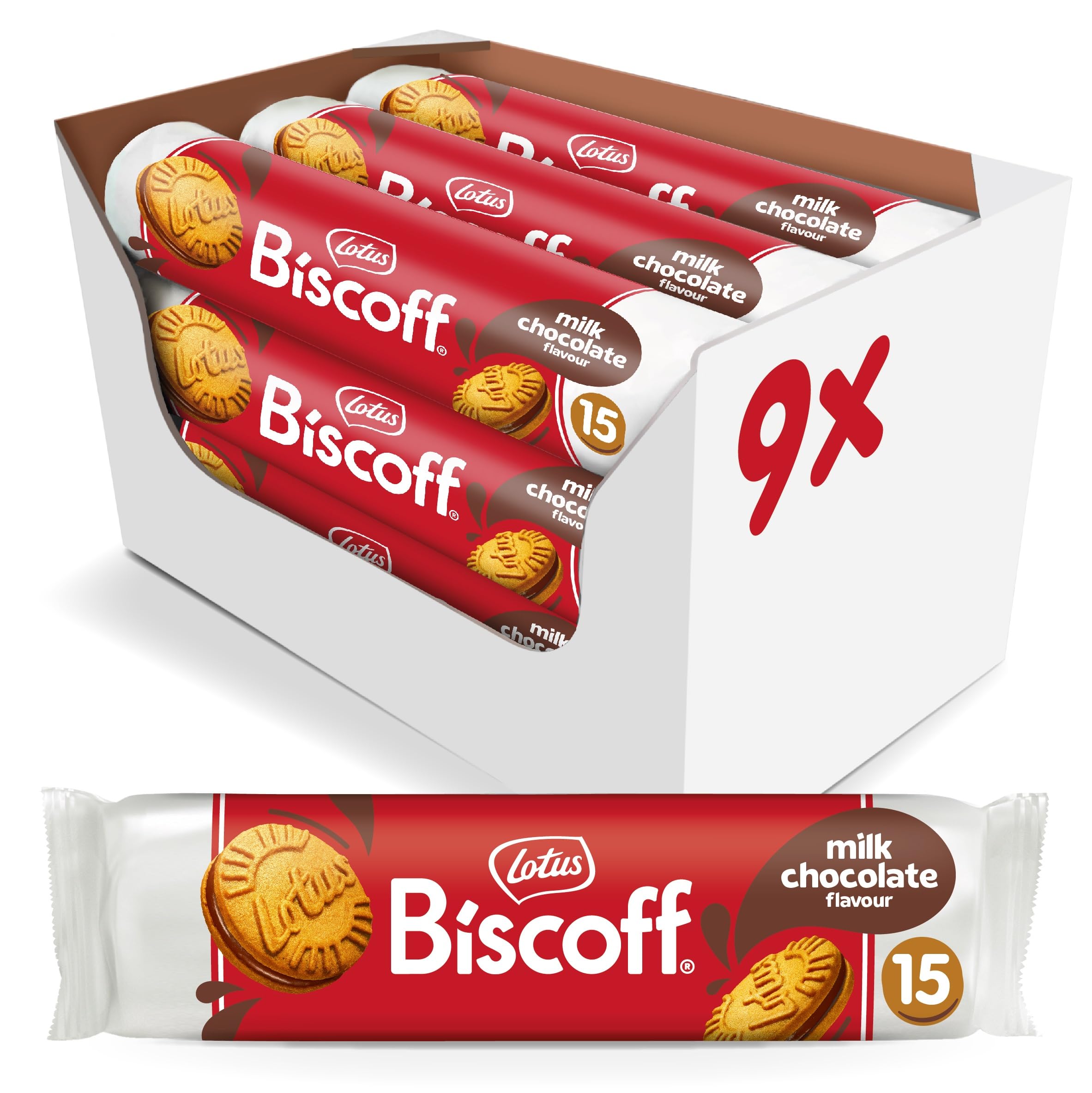 Lotus Biscoff Sandwich Biscuits with Milk Chocolate Cream (9x150g Case ...